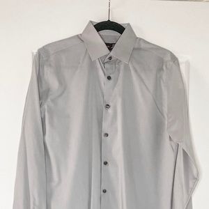 jf j.ferrar | Shirts | Jferrar Mens Light Grey Solid Slim Dress Shirt ...